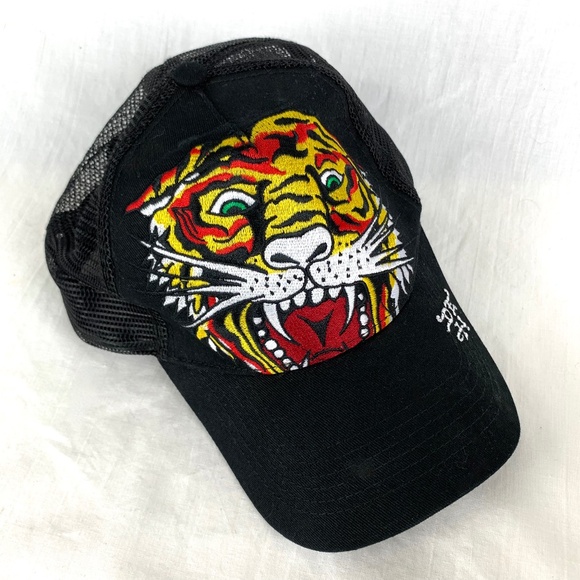 Ed Hardy | Accessories | Ed Hardy Embroideried Tiger Baseball Cap Black ...